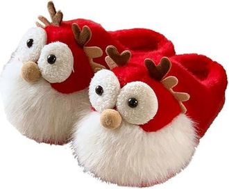 Generic Pantoufles de No&euml;l pour femme - L&eacute;g&egrave;res et d&eacute;contract&eacute;es - &Agrave; enfiler - En peluche - Respirantes - Chaudes - Pour lint&eacute;rieur et lext&eacute;rieur, Rouge, 39 1