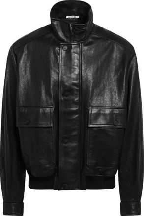 Auralee Blouson en cuir dagneau textur&eacute; - Homme - Vestes - Noir - Taille: XL