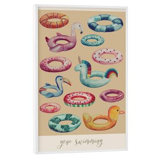 artboxONE Poster mit weißem Rahmen 60x40 cm Für Kinder Gone Swimming - Bild Schwimmen Schwimmen schwimmring