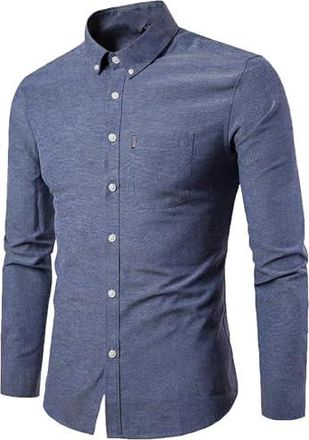 Generic Chemise Homme Slim Fit Revers Affaires Classique Travail avec Poches Manches Longues Quotidien Casual Couleur Unie Chemise Hommes