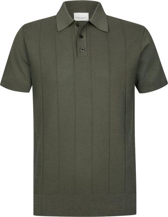 Profuomo Strick-Poloshirt aus Baumwolle mit Schattenstreifen in