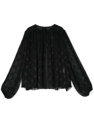Dolce & Gabbana Dévore-Bluse mit Monogramm - Schwarz