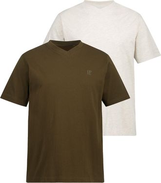JP1880 Herren große Größen Übergrößen Menswear L-8XL T-Shirt, V-Ausschnitt, Halbarm, bis 8 XL baumrinde 5XL 711318646-5XL