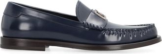 Dolce & Gabbana Homme, Chaussures, Bleu, Taille: 40 EU Logo Detail Leather Mocassins