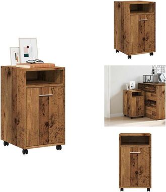 vidaXL Schrank mit Rollen Altholz-Optik 33x38x60 cm Holzwerkstoff - Schrank - Schr&auml;nke - Sideboard - Beistellschrank