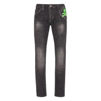Philipp Plein Denim Hosen Super Straight Cut Skull&Bones - - Jeans - Herren - Schwarzk - W28