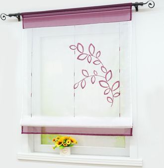 Joyswahl Raffrollo Voile Raffgardinen mit Tunnelzug Luisa B&auml;ndchenrollos BxH 80x100cm Beere 1er Pack