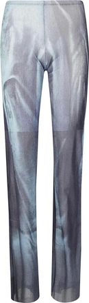 Jean Paul Gaultier Femme, Pantalons, Bleu, Taille: 40 FR Sheer Printed Pantalons