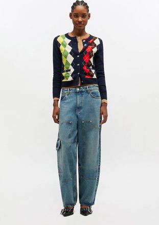 Ganni Jean rigide Audri Bleu Coton Biologique - Taille 30W/33L - Pour Femme