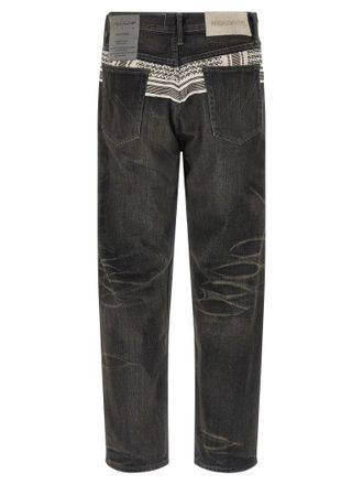 Yohji Yamamoto Mens Black Cotton Tapered Jeans Clothing