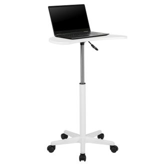Flash Furniture Sit Mobile Stehpult, tragbar, mit Rollen, 64 x 57 x 68,6 cm (B x T x H), Wei&szlig;