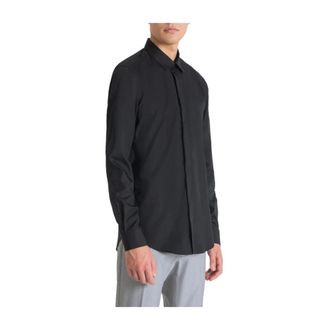 Antony Morato Homme, Chemises, Noir, Taille: 2XL Long Sleeve Poplin Shirt