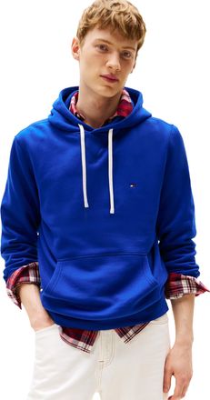 Tommy Hilfiger Herren Mittelschweres Kapuzen-Sweatshirt aus Solidem Fleece, Auch Erh&auml;ltlich in Big & Tall Kapuzenpullover, Keilabsatz, Blau, Medium