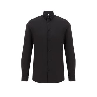 Au Printemps Paris Schmales Baumwollhemd - Schwarz