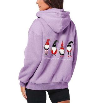 Generic Sweat &agrave; capuche de sport d&eacute;contract&eacute; &agrave; manches longues avec cordon de serrage et fermeture &eacute;clair pour femme, violet, XXL
