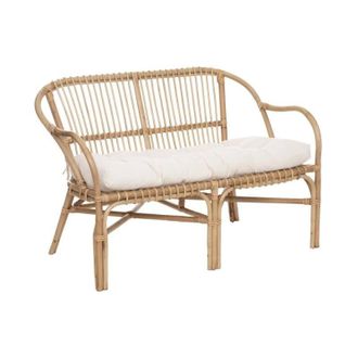 Atmosphera Atmosphera - Banc 2 places en rotin naturel et blanc 110cm - Assise confortable avec coussin inclus - Tendance moderne - Dimensions L. 110 x l. 68 x