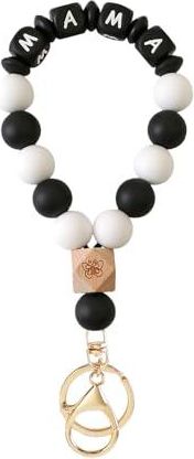 Generic Bracelet porte-cl&eacute;s en perles de silicone - &Eacute;l&eacute;gant porte-cl&eacute;s | Perles en silicone r&eacute;sistant &agrave; lusure avec breloque, pratique pour les femmes pour le