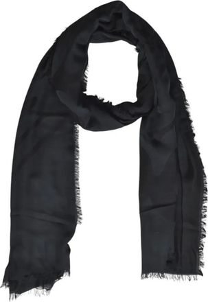 Max Mara Tücher & Schals - Black Fringed Scarf With Subtle Sheen - Gr. unisize - in Schwarz - für Damen