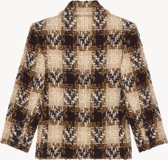 Saint Laurent Checked Tweed Blazer - Brown