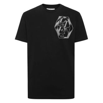 Philipp Plein Homme, Tops, Noir, Taille: S T-Shirt Round Neck Ss