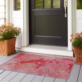 Generic Rose Lavable en Machine Tapis Salon Abstrait Circulaire d&eacute;coratif, 140 x 200 cm Doux Tapis de Sol Pelucheux Dessous Antid&eacute;rapant, Entree Interieur Cha