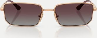 Vogue Unregelm&auml;&szlig;ig geformte Sonnenbrille in Ros&eacute;gold mit violetten Gl&auml;sern