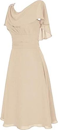 Generic Robe de cocktail élégante pour femme - Col bénitier - Sans manches - Épaules dénudées - Avec superposition en mousseline de soie - Robe de soirée trap