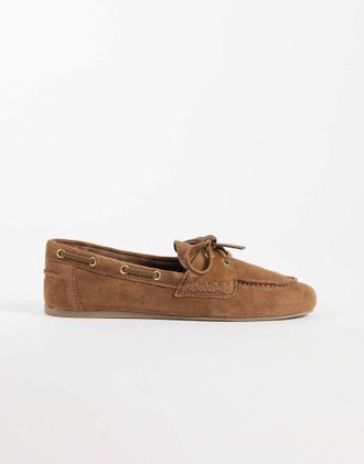 Mango Chaussures bateau en daim 100% - Marron clair