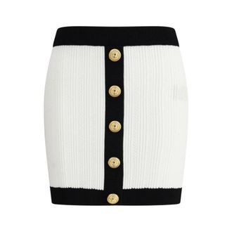 Balmain Gerippter Strick-Minirock - - Skirts - Damen - Wei&szlig; - S