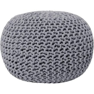 Beliani Beliani - Pouf Rond en Coton Gris Fonc&eacute; &agrave; Billes de Polystyr&egrave;ne Coussin dInt&eacute;rieur Conrad