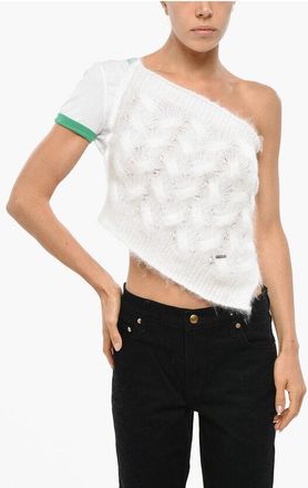 Dsquared2 Double Fabric One-Shoulder Crop Top size Xl