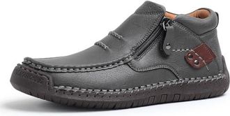 Generic Bottes de conduite à enfiler en cuir de qualité supérieure pour homme - Fermeture éclair latérale - Chaussures orthopédiques pour la conduite et la ra