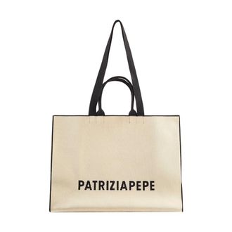 Patrizia Pepe Femme, Sacs, Blanc, Taille: ONE Size Logo Jacquard Tote