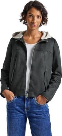 Street One 2116827 Veste en Velours avec Capuche, Vert Evernight, 46 Femme