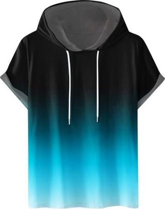 Generic T-shirts à capuche pour homme - T-shirt dété à manches courtes - Sweat à capuche sans manches - Sweat à capuche de loisirs - Couleur unie - Sweat à ca