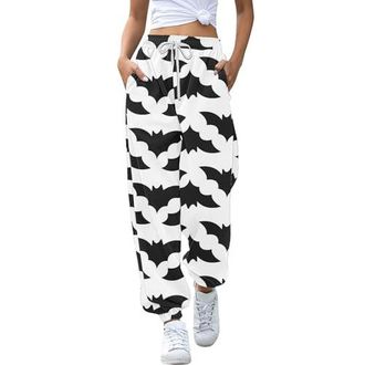 Generic Pantalon d&eacute;contract&eacute; avec poche imprim&eacute;e pour femme, blanc, XXL