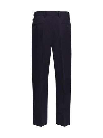 Prada Tailored Cotton Poplin Trousers - Navy