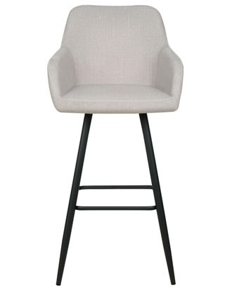 Beliani Barstuhl 2er Set Samt beige Taupe mit Lehne Armlehnen Fußstützen Casmalia