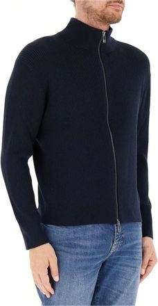 A|X Armani Exchange Homme, Pulls, Bleu, Taille: XL Cardigan c&ocirc;tel&eacute; zipp&eacute; int&eacute;gral