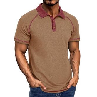Generic Polos d&eacute;t&eacute; pour homme - Col montant - Polo &agrave; manches courtes - Tendance - D&eacute;contract&eacute; - Style vintage - Couleur unie - Boutons - V&ecirc;tements de printemp