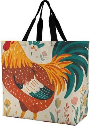 Generic Imprim&eacute; Poulet Et Coq Sac A Main Femmes D&eacute;contract&eacute; Tote Bag Imperm&eacute;able Sac Cabas Pour Gym Travail Quotidienne