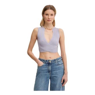 Elisabetta Franchi Strickoberteil mit Schmuckdetail - - Tops - Damen - Lila - M