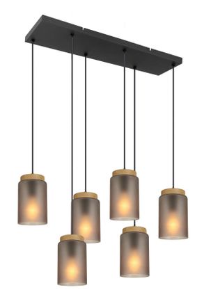 Novel H&auml;ngeleuchte, Grau, Schwarz, Metall, Glas, zylindrisch,zylindrisch, 24x120x77.5 cm, RoHS, CE, Lampen & Leuchten, Innenbeleuchtung, H&auml;ngelampen, Pendel