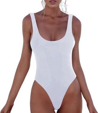 Generic Bikini Femme 1 Pieces Gainant Et Amincissant Sexy en pièce à Faire soi-même, Bikini, sans Manches, Dos Nu (White, S)