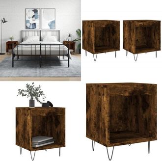 vidaXL Nachttische 2 Stk. R&auml;uchereiche 40x35x50 cm Holzwerkstoff - Nachttisch - Beistelltisch - Wohnzimmerm&ouml;bel - Holzm&ouml;bel - Holzwerkstoff - Home & Living