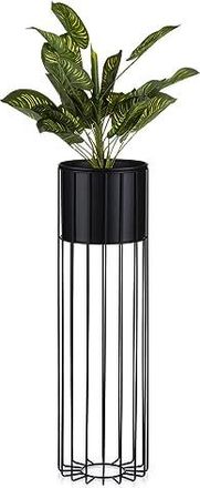 HowHomely Moderne Blumenständer Metall 70 cm Hoch mit Schwarz Blumentopf Rund 19 cm Ø auf Robuste Ständer - Pflanzenständer zur Dekoration Innenräumen