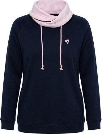 Ulla Popken Sweatshirt Sweatshirt Zierschleifen-Brosche Stehkragen