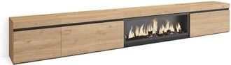 Skraut Home | TV-Schrank, Lowboard | f&uuml;r Wohnzimmer und Esszimmer | 317x45x35 cm | Elektrokamin XXL | Moderner Stil | Eiche