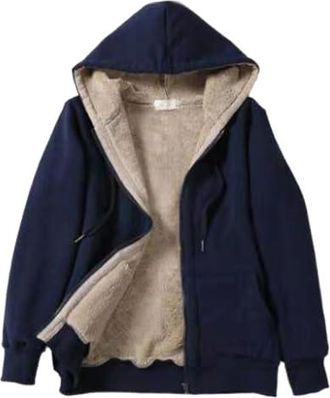 Generic 2026 Vestes &agrave; manches longues et fermeture &eacute;clair pour femme Veste composite pull, bleu marine, 3XL