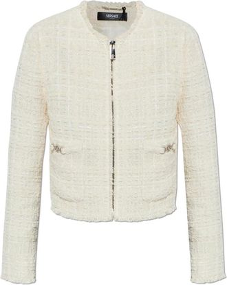 Versace Femme, Vestes, Beige, Taille: 36 FR Veste Cardigan en Tweed et Coton